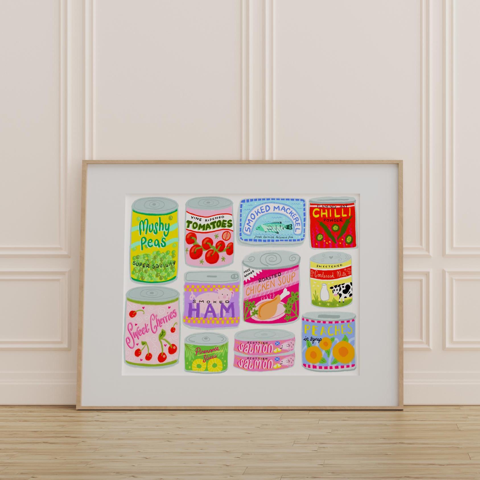 Pantry illustrated tins artwork print -vintage tins print - kitchen ar ...